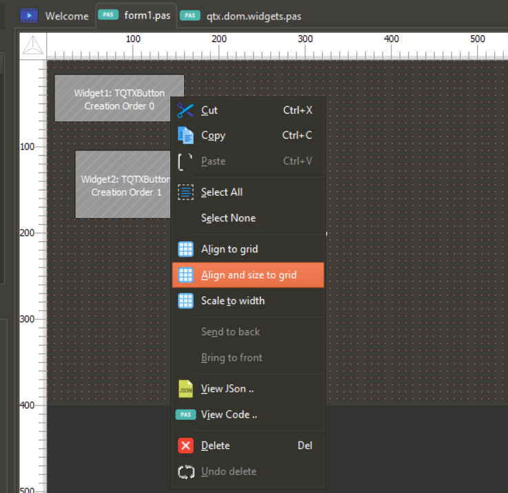 The form designer – Quartex Pascal
